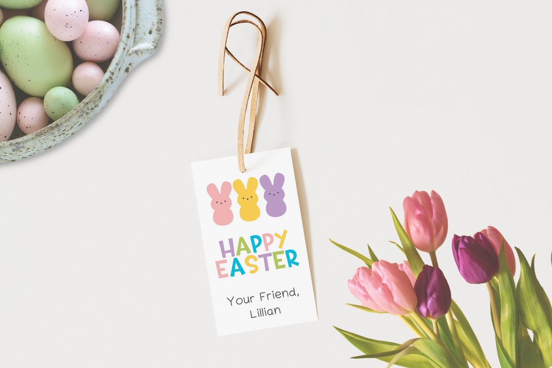 Easter Bunny Gift Tag | Printable Happy Easter Treat Tag Template for ...