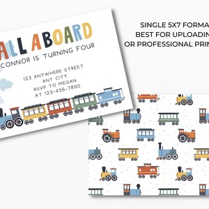 Editable Train Birthday Invitation - Modern All Aboard Theme Party ...