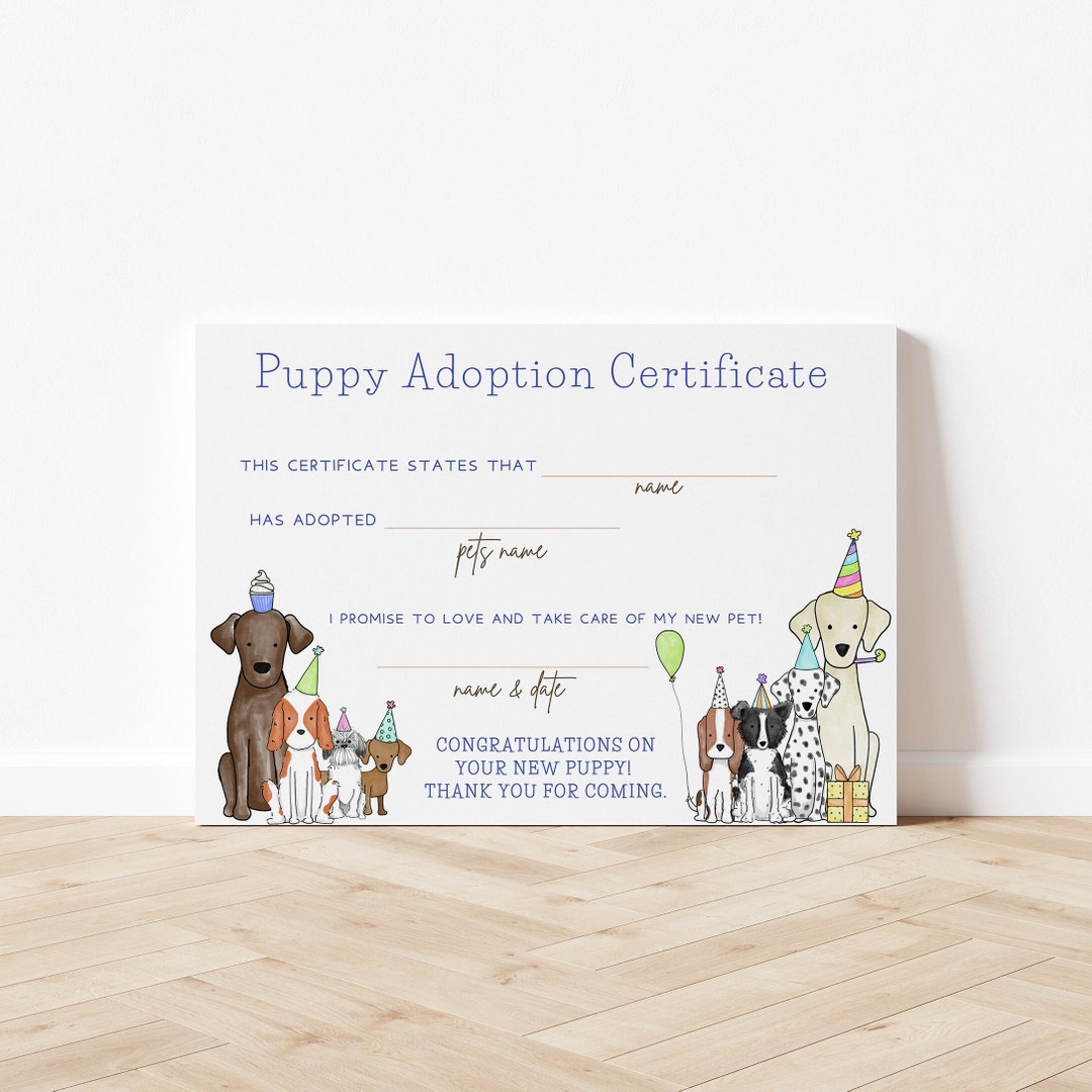 Puppy Adoption Certificate, Puppy Adoption Sign, Puppy Party, Canva ...
