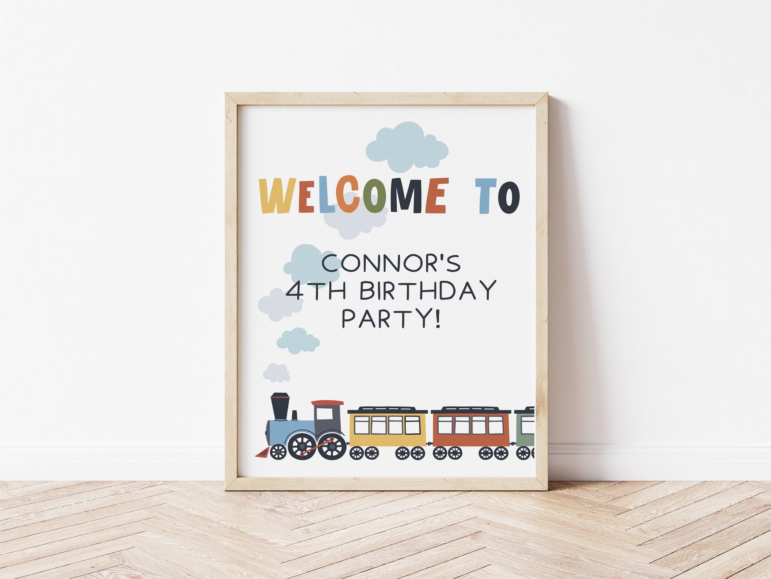 All Aboard Welcome Sign, Train Theme Birthday Welcome Sign, Editable ...