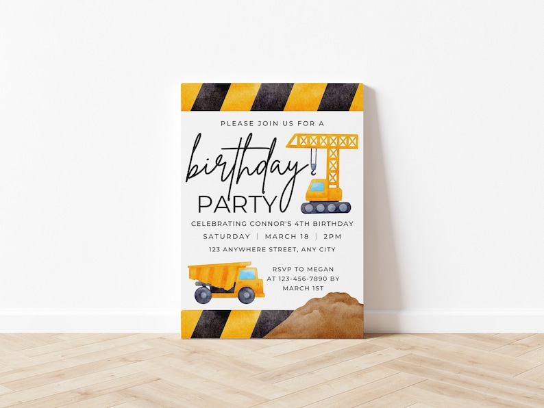 Editable Construction Invitation Dump Truck Construction - Etsy