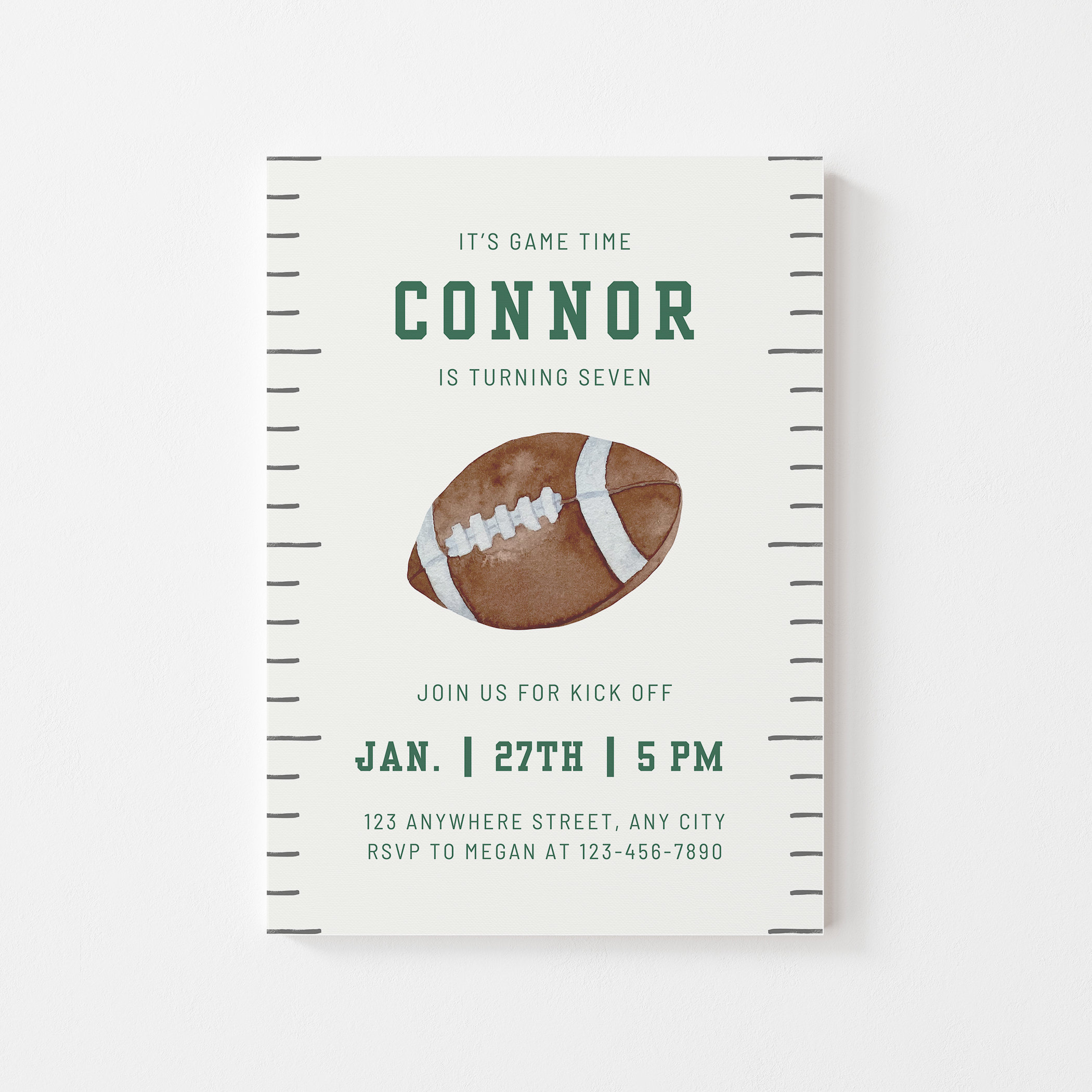 Printable Football Birthday Invitation, Boys Birthday, Game On ...
