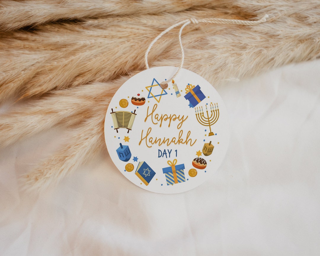 Printable 8 Days of Hanukkah Gift Tags, Hanukkah Wrapping, Minimalist ...