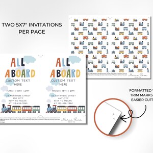 Modern Train Birthday Invitation: Editable Canva Template | All Aboard ...