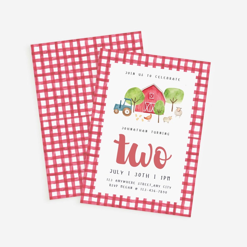 Editable Farm Theme Birthday Invitation - Canva Templates - Fun Party ...