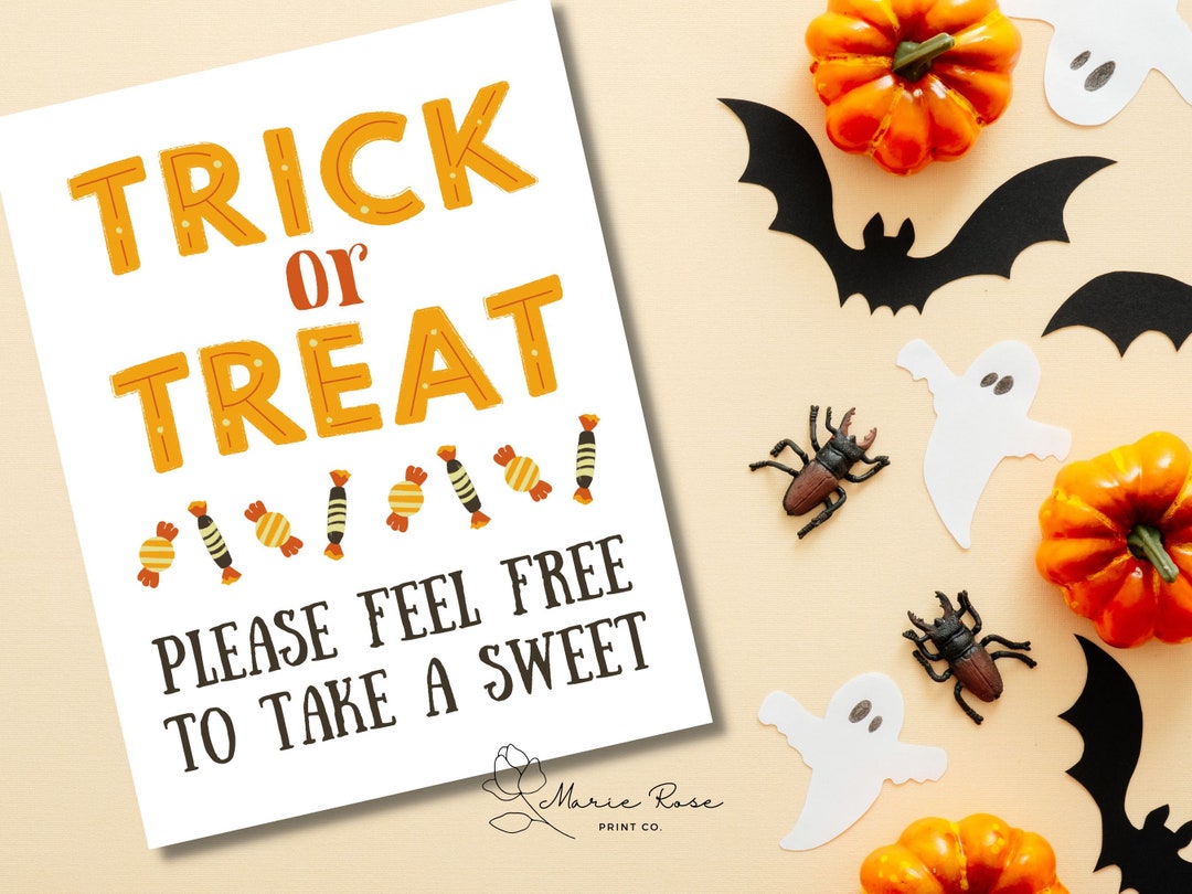 Trick or Treat Feel Free to Take a Treat Halloween Sign Trick or Treat ...