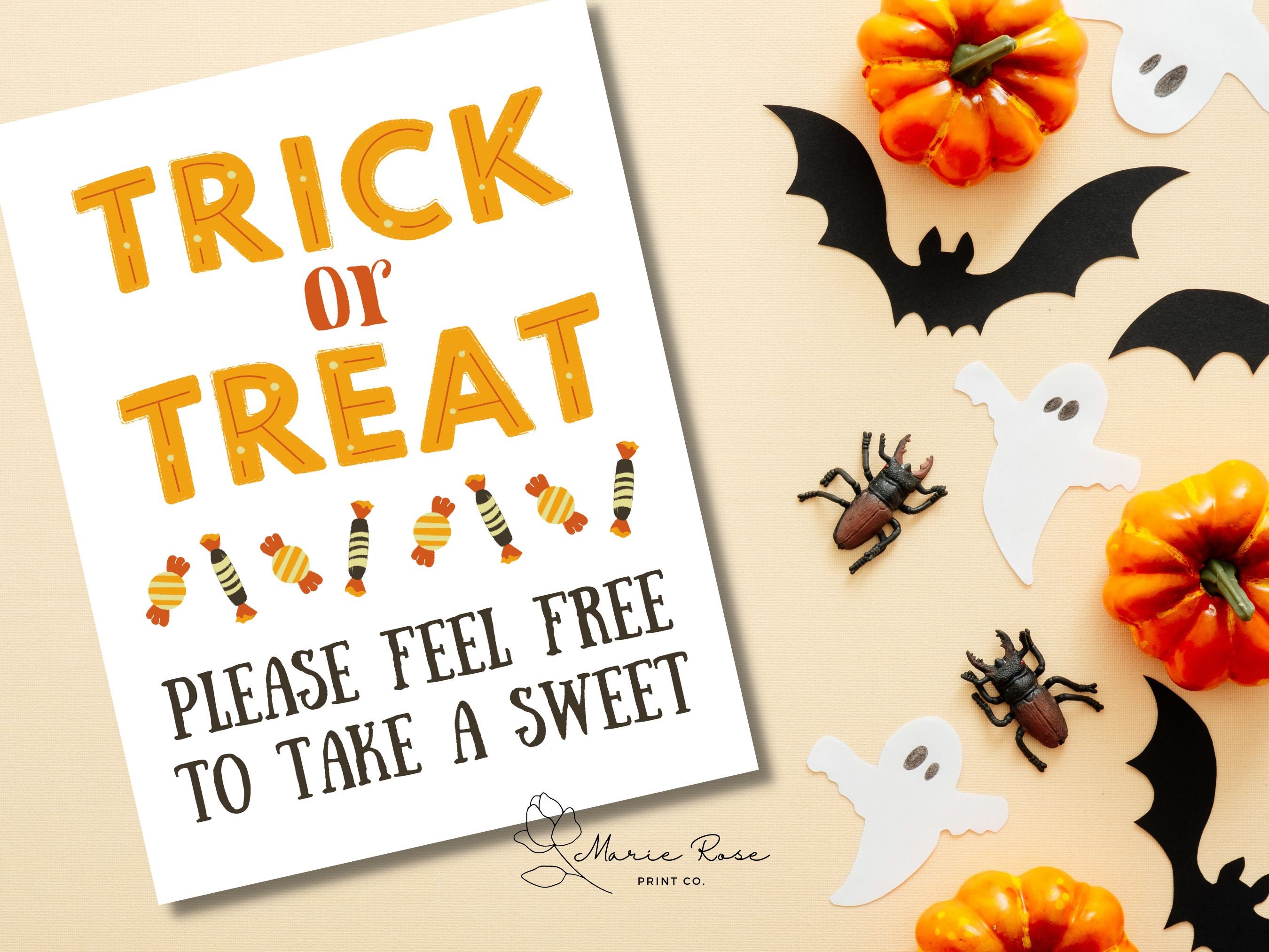 Trick or Treat Feel Free to Take a Treat Halloween Sign Trick or Treat ...