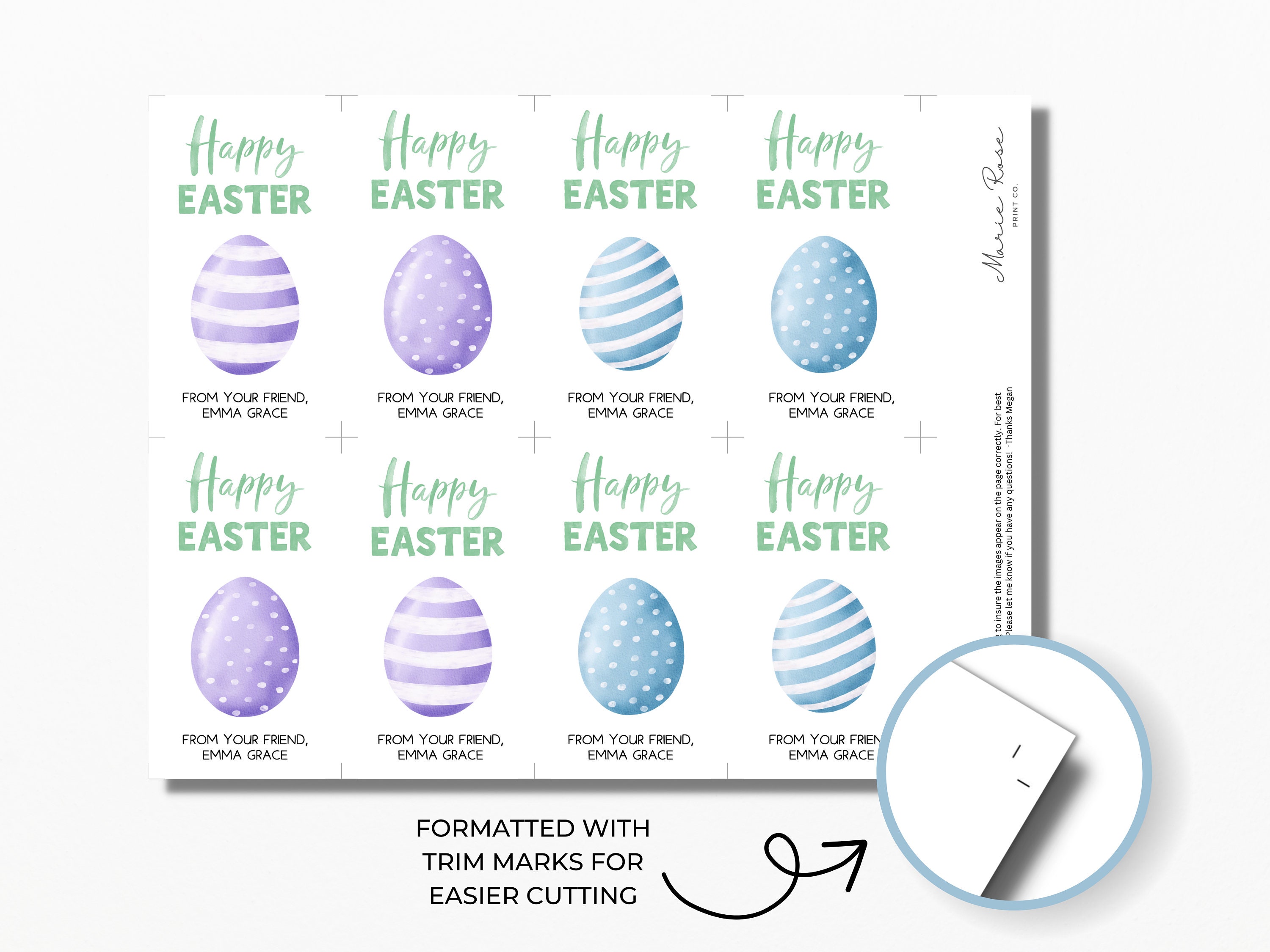 Printable Easter Egg Tag, Instant Download Easter Bunny Ears Gift Tag ...