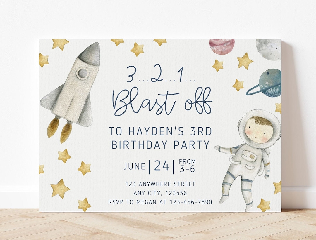 Space-themed Invitation Astronaut Birthday Outer Space Party Invitation ...