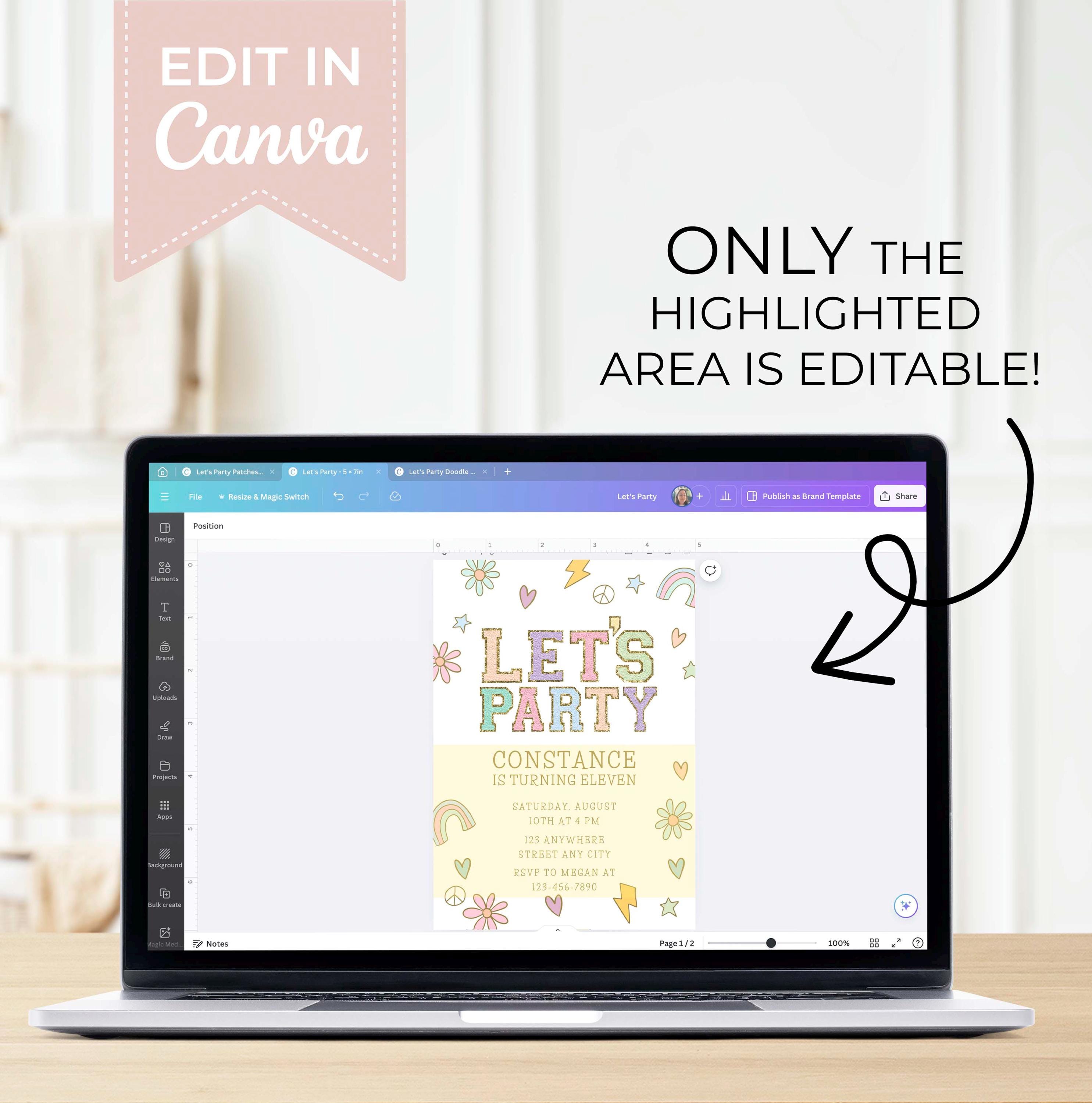 Editable Preppy Birthday Invitation - Girls' Birthday Party Canva ...
