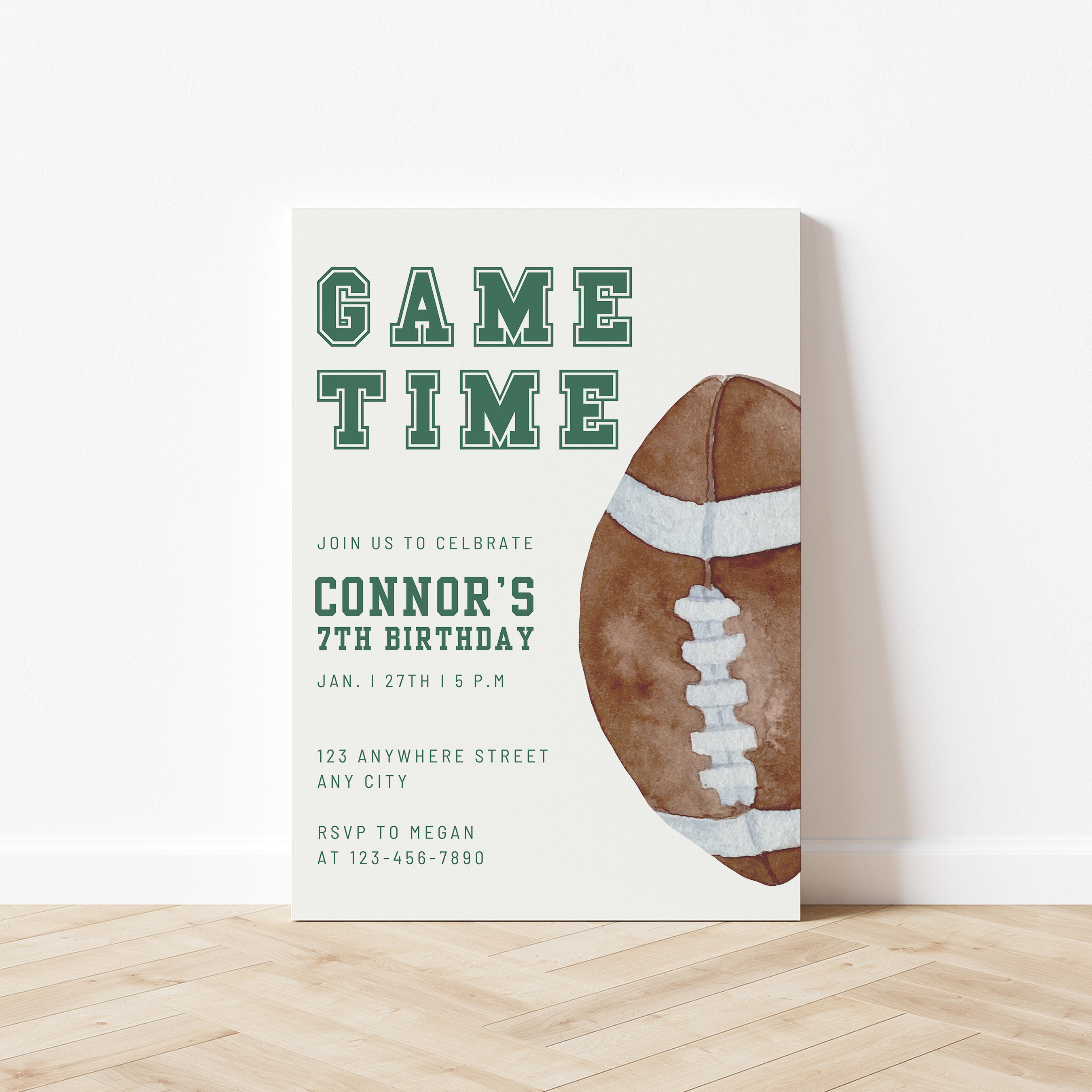 Printable Football Birthday Invitation, Boys Birthday, Game On ...