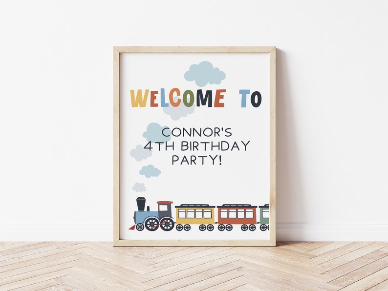 All Aboard Welcome Sign Train Theme Birthday Welcome Sign - Etsy