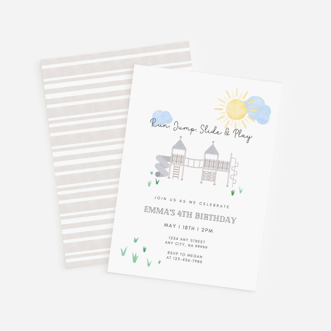 Editable Playground Birthday Invitation Templates - Fun Party Theme ...