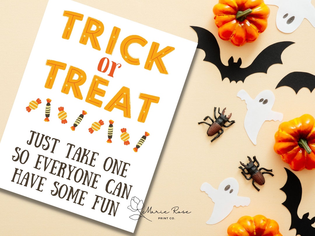 Halloween Please Take One Sign | Trick or Treat Party Decor | Candy ...