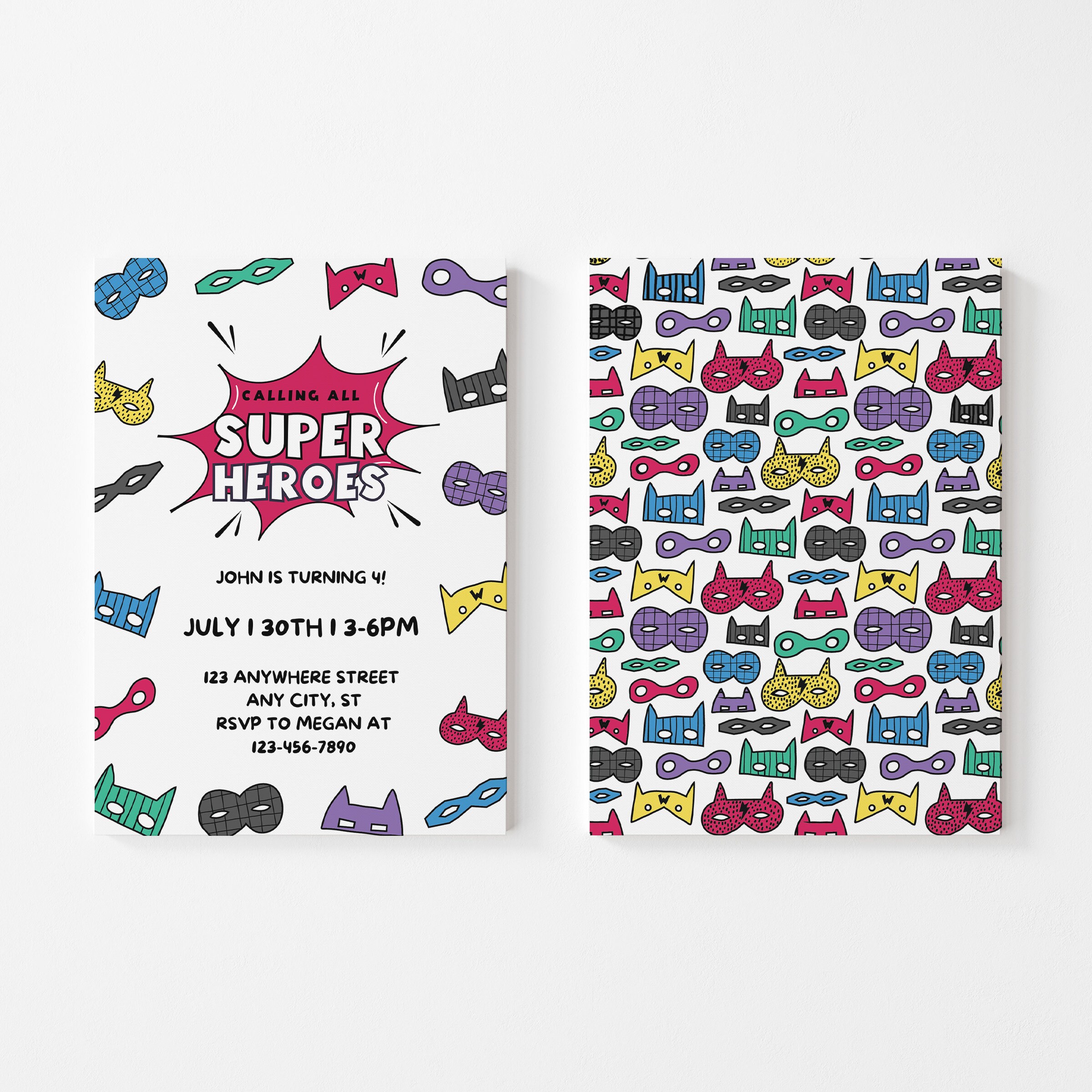 Editable Superheroes Birthday Invitation Template Printable Birthday ...
