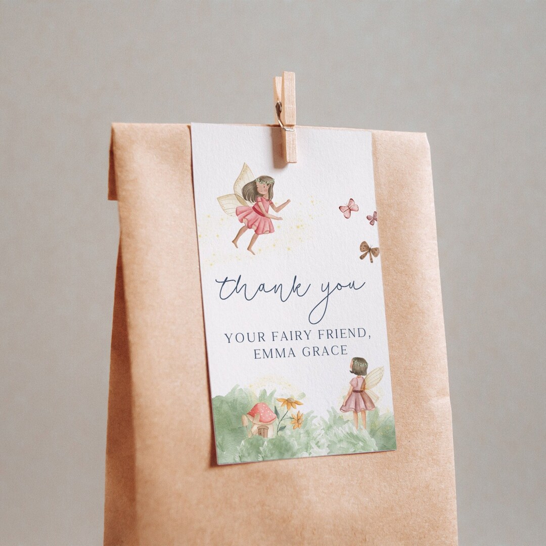 Fairy First Birthday Tags, Enchanting Fairy Theme, Fairy Garden Party ...