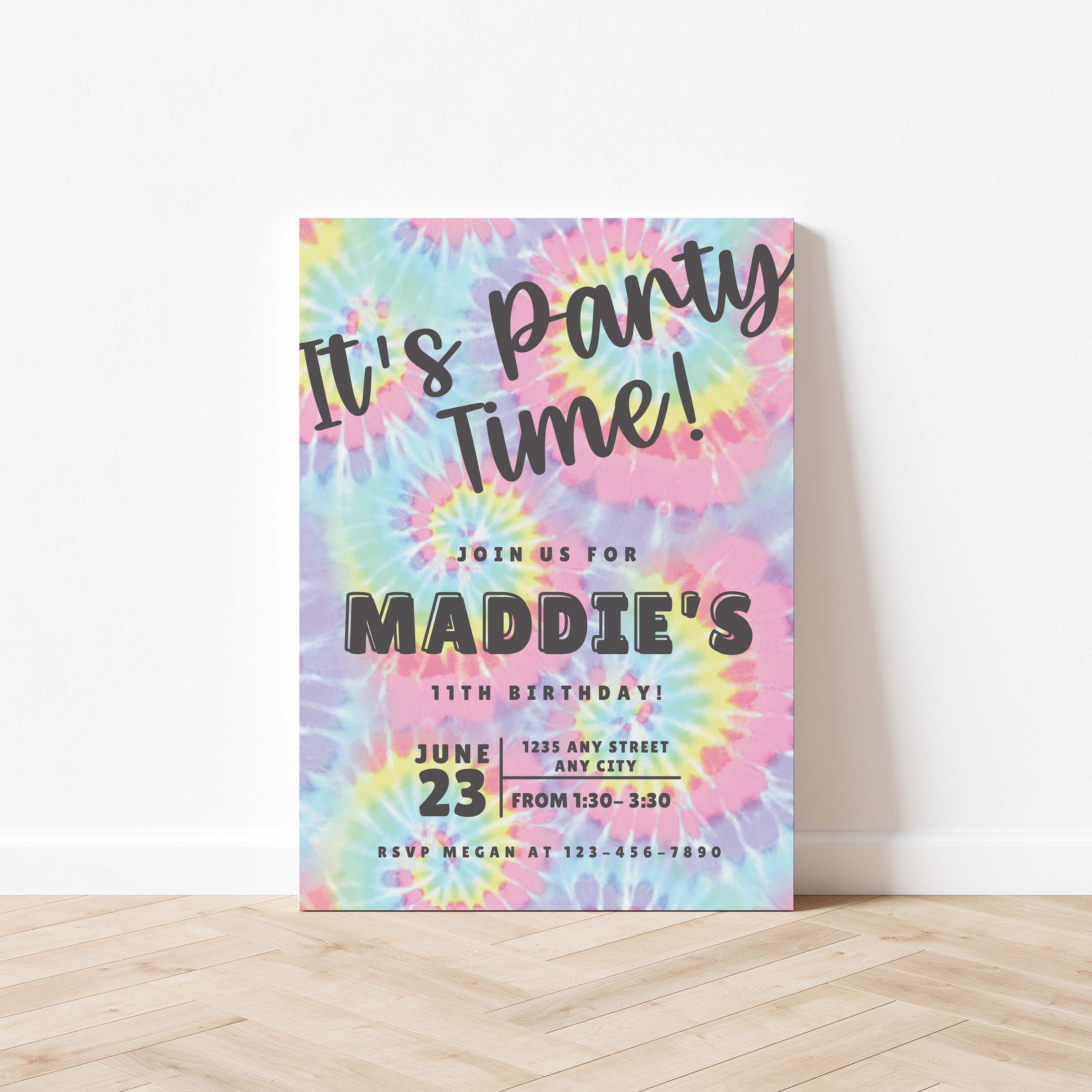 Editable Tie Dye Birthday Invitation 2024 Editable Tie Dye Party ...
