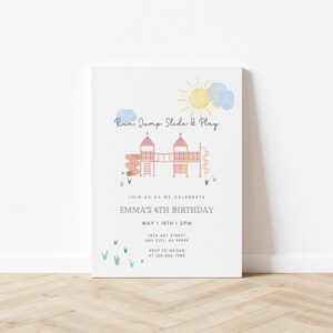 Editable Playground Birthday Invitation Cards - Easy Canva Template for ...