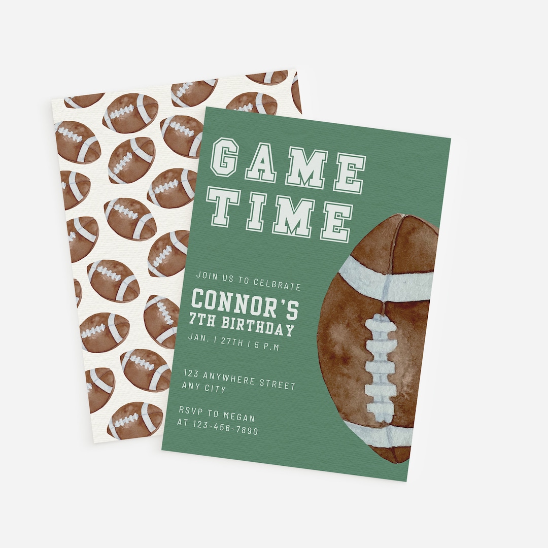 Printable Football Birthday Invitation, Boys Birthday, Game On ...