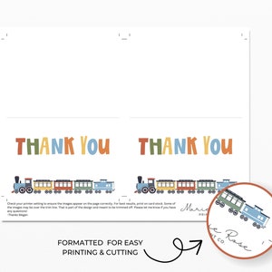 Train Thank You Card - All Aboard - Editable Thank You Card - Train ...