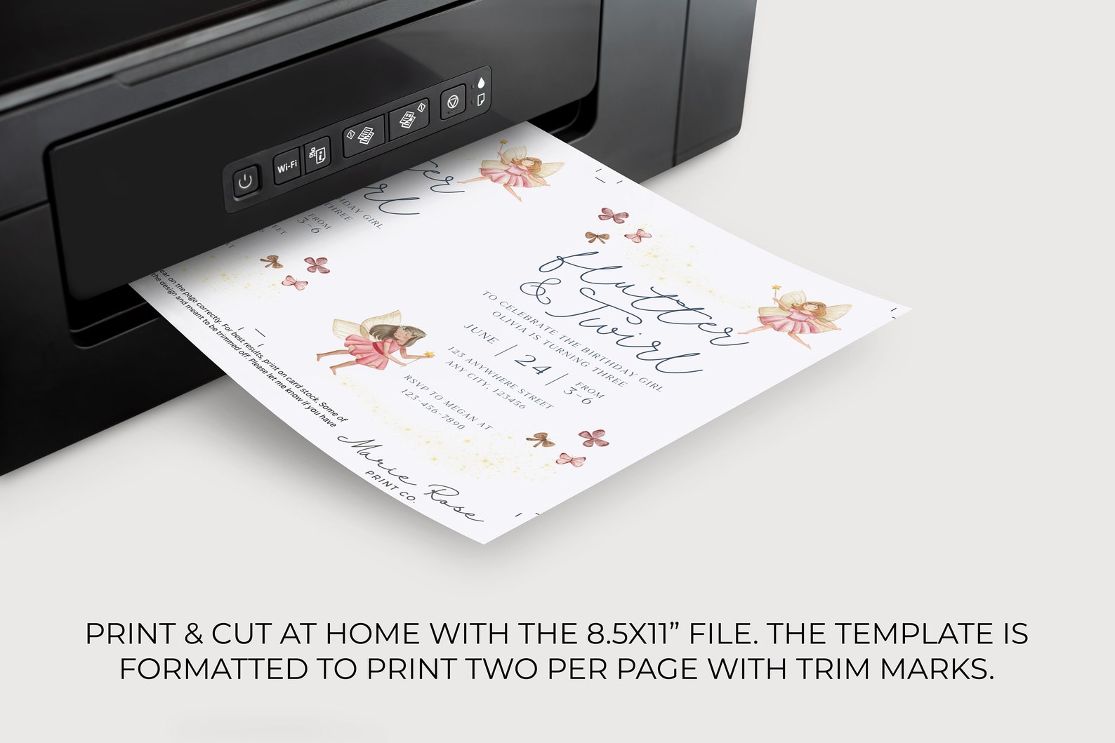 Printable Birthday Invitation, Flutter & Twirl, Magical Fairy Tale ...