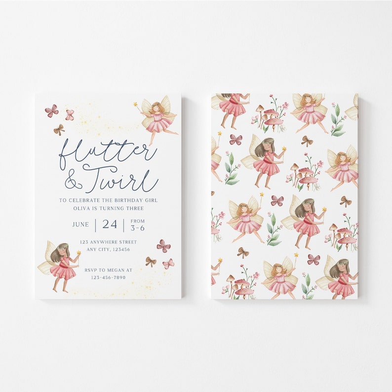 Printable Birthday Invitation, Flutter & Twirl, Magical Fairy Tale ...