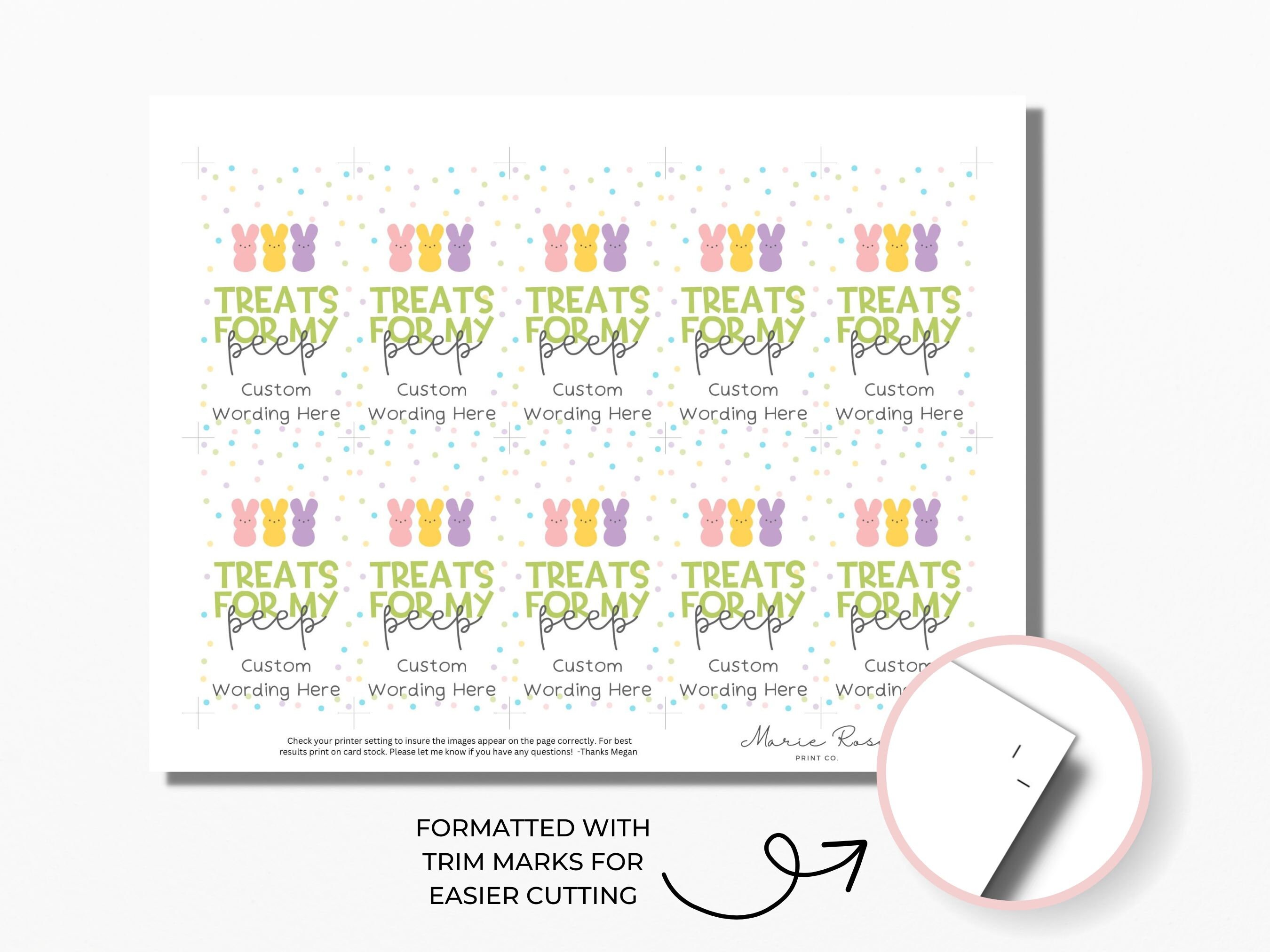 Printable Treats for My Peeps, Instant Download Easter Bunny Ears Gift ...