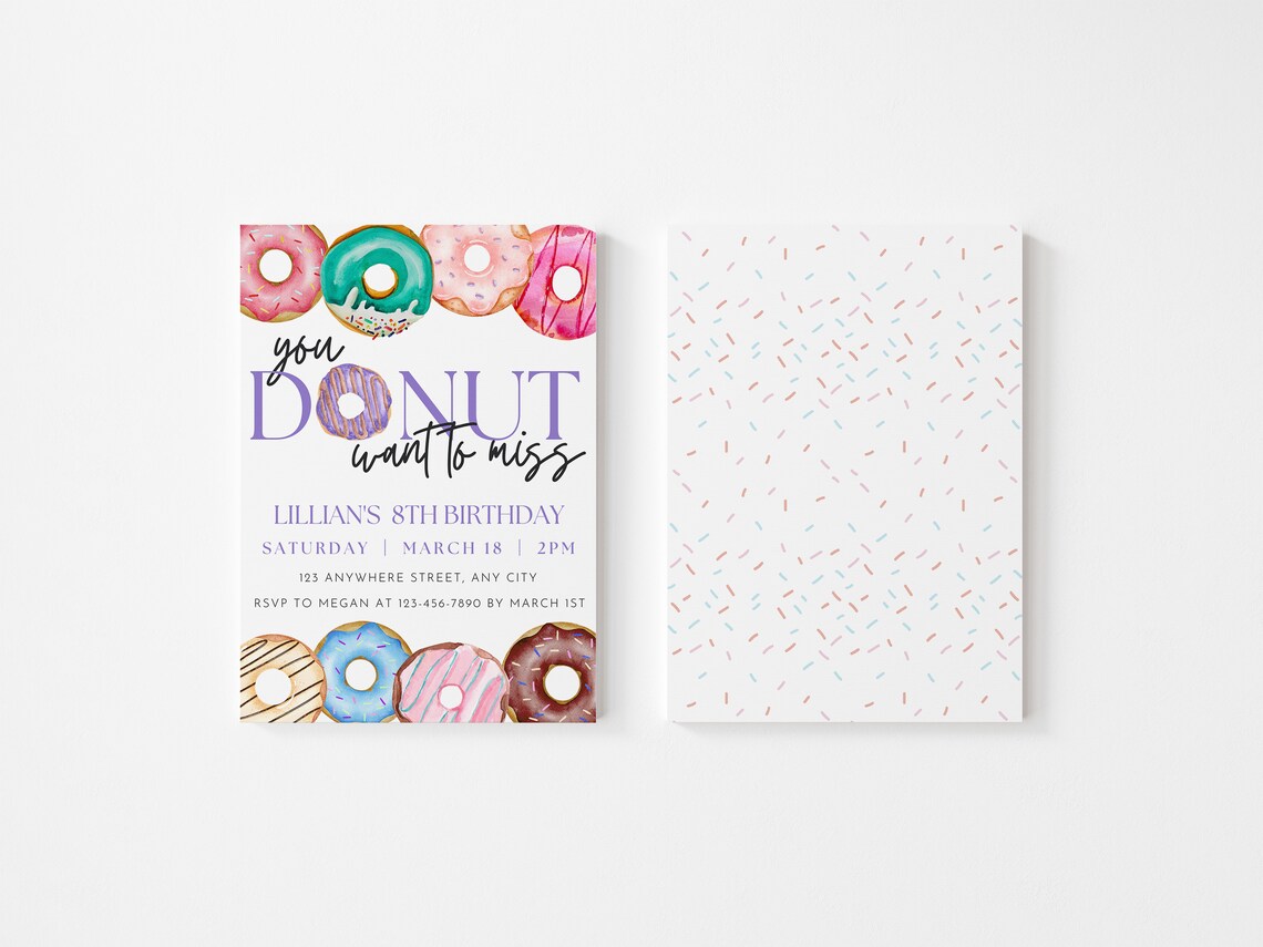 Donut Birthday Invitation, Donut Party, You Donut Want to Miss, Girl ...