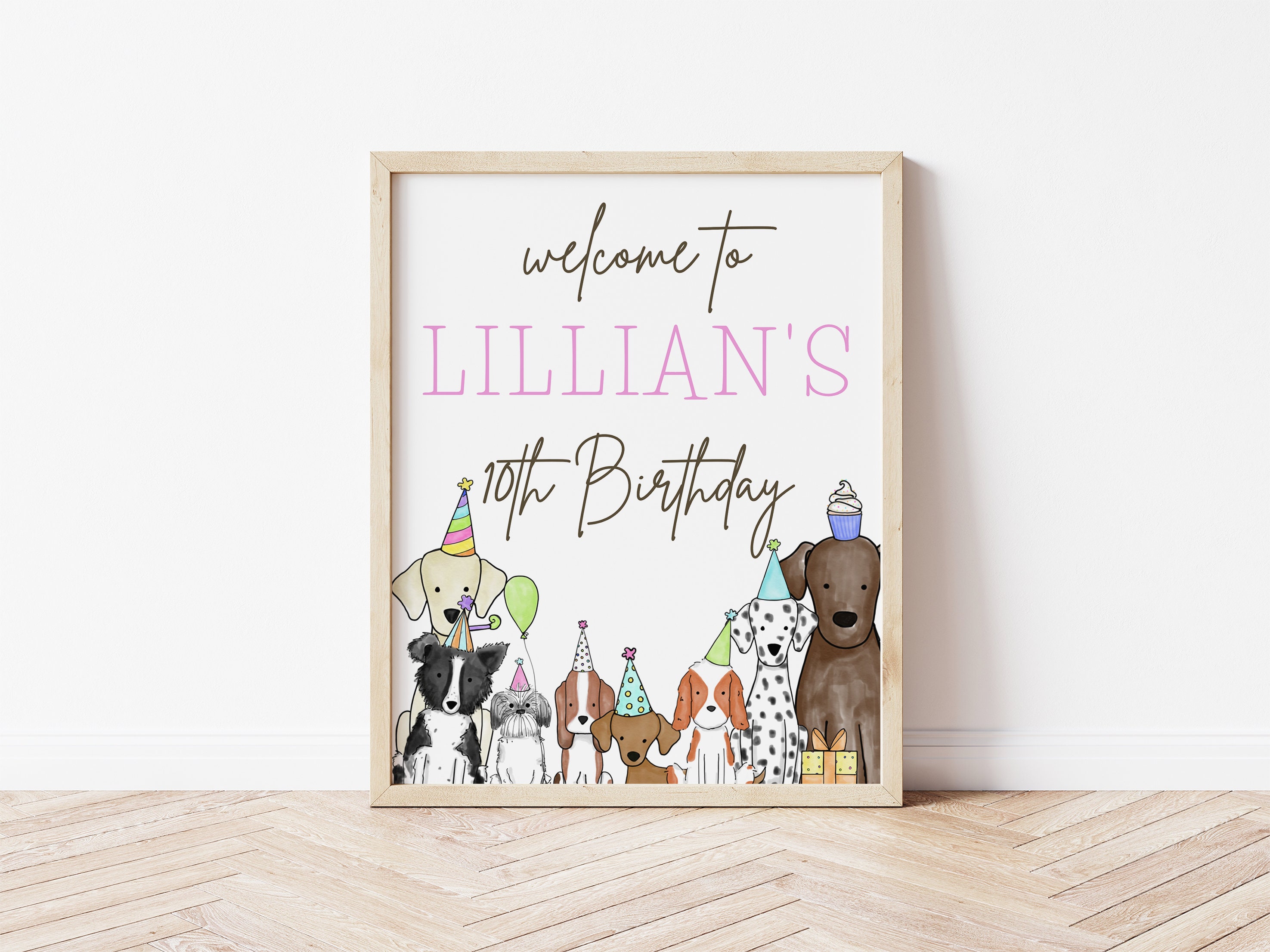 Puppy Pawty Welcome Sign, Dog Theme Birthday Welcome Sign, Editable ...