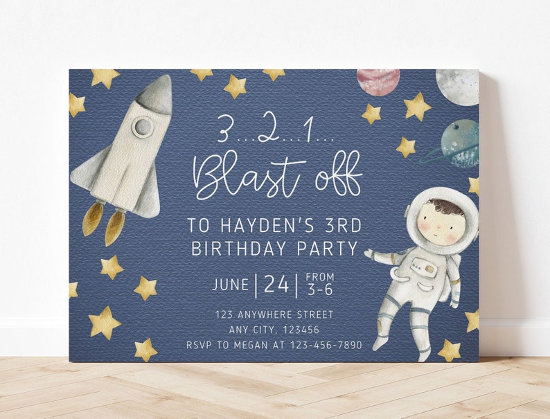 Space-themed Invitation Astronaut Birthday Outer Space Party - Etsy