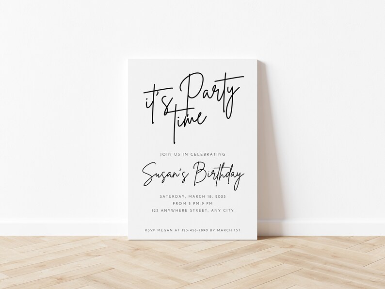 It's Party Time Invitation Online Editable Template, Surprise Birthday ...