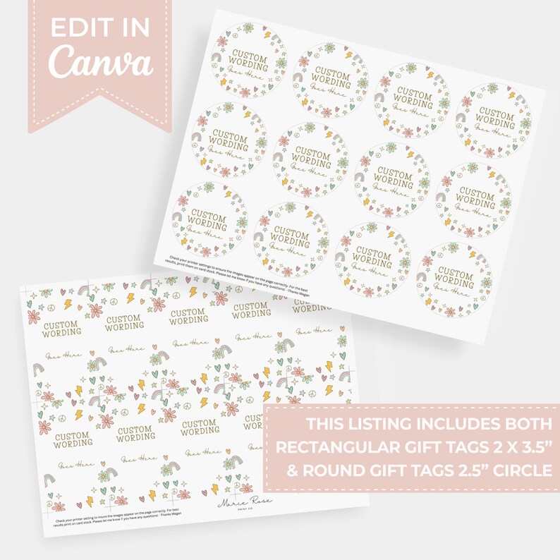 Printable Gift Tags | Editable Canva Template – Preppy Patch Letter ...