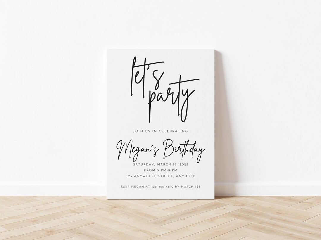 Let's Party Invitation Online Editable Template, Surprise Birthday ...