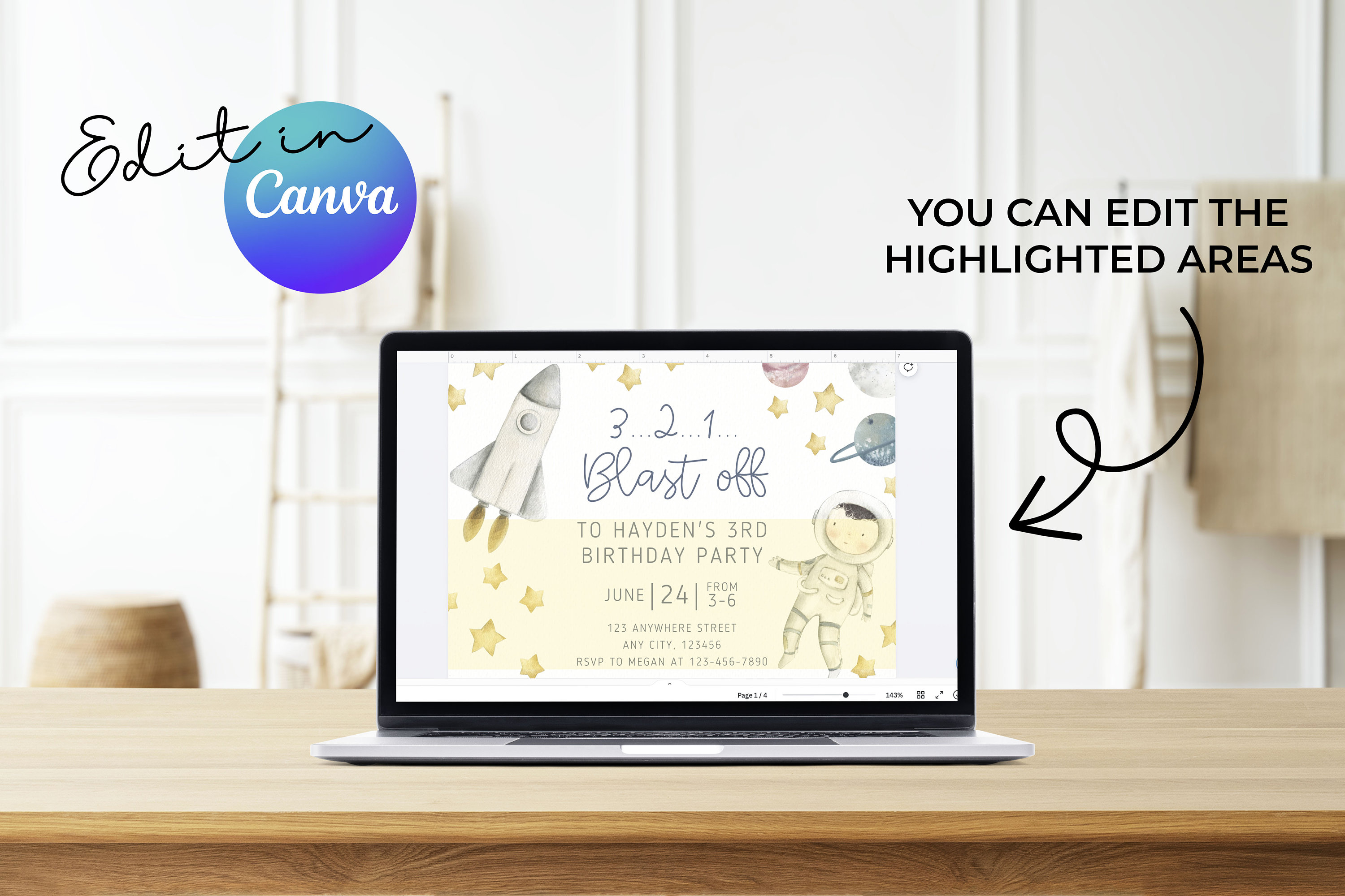 Space-themed Invitation Astronaut Birthday Outer Space Party Invitation ...