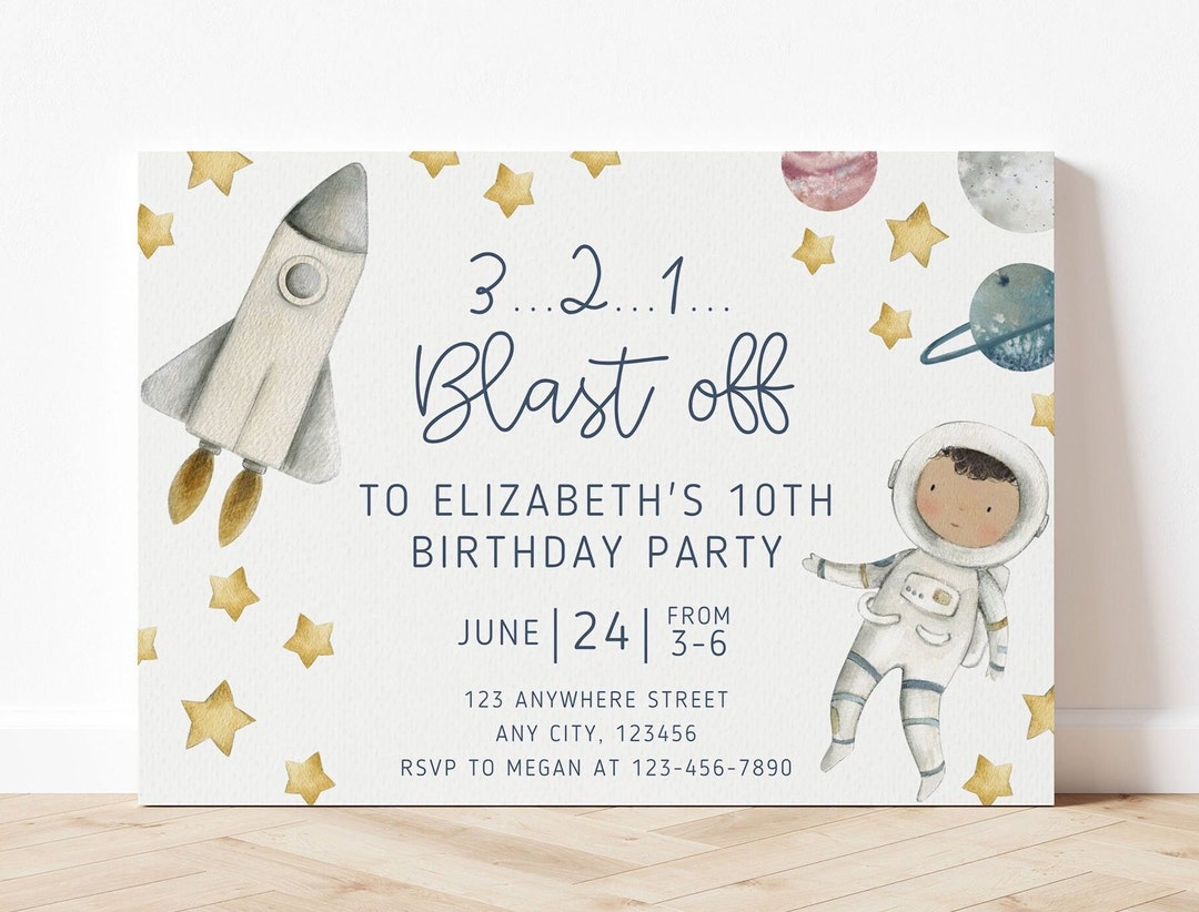 Space-themed Invitation, Astronaut Birthday, Outer Space Party ...