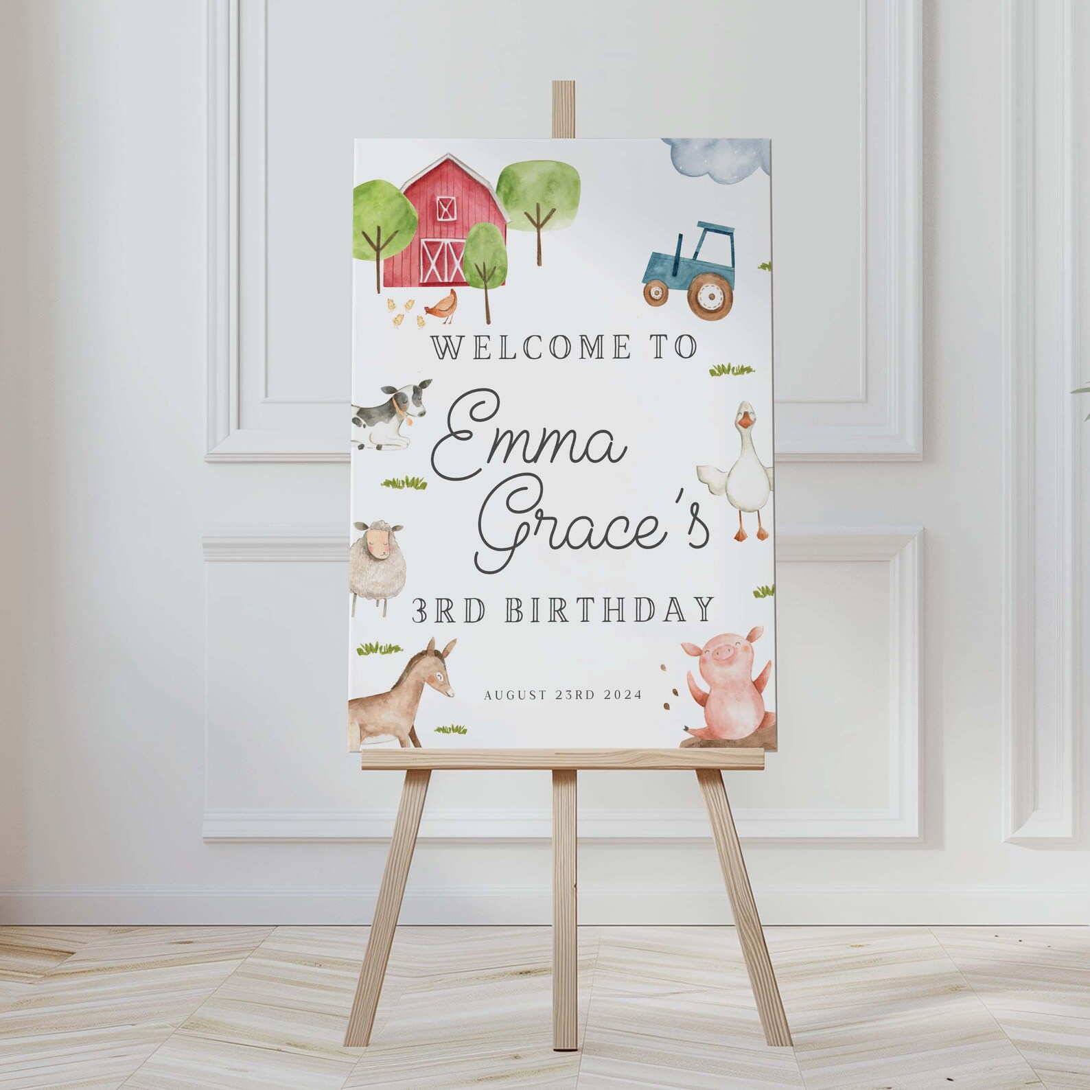 Farm Birthday Party Sign 8x10 Printable Barnyard Animal Decor Kids ...
