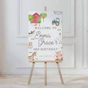 Farm Birthday Party Sign 8x10 - Printable Barnyard Animal Decor - Kids ...