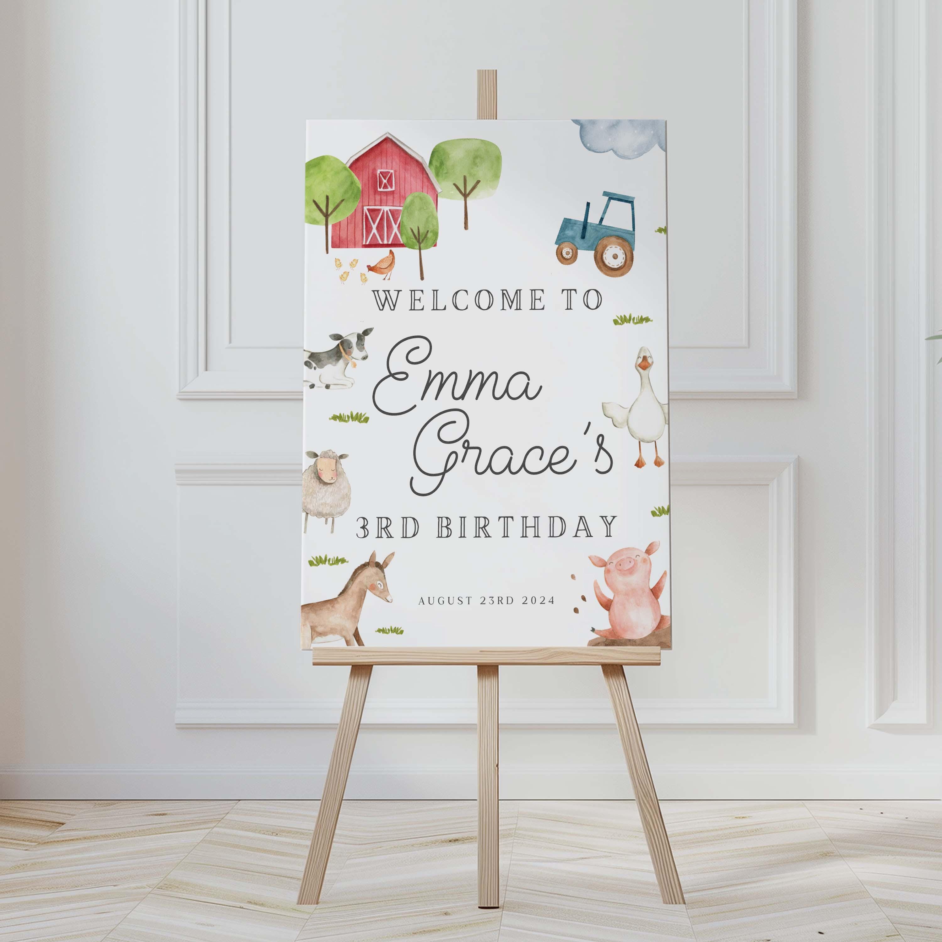 Farm Birthday Party Sign 8x10 Printable Barnyard Animal Decor Kids ...