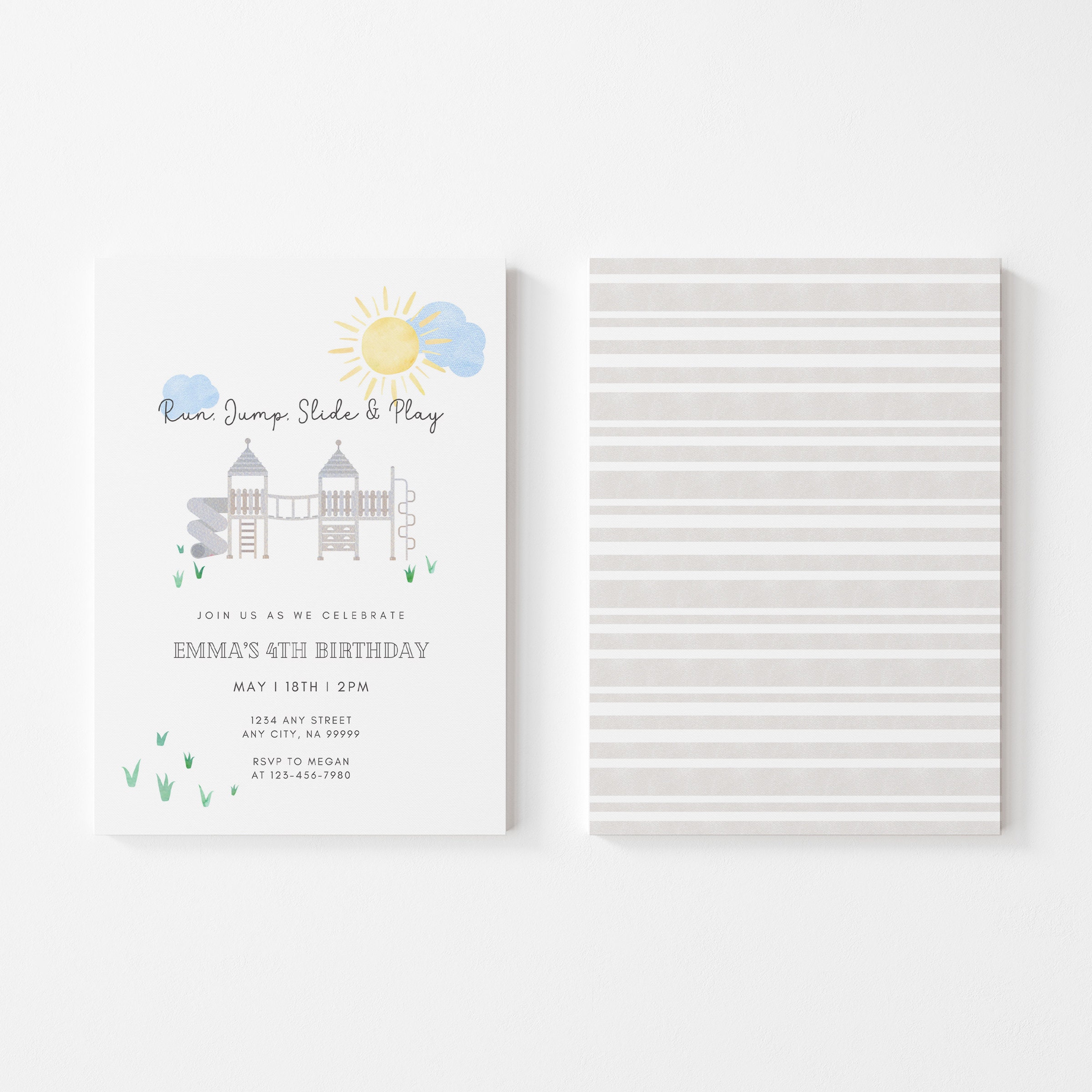 Editable Playground Birthday Invitation Templates - Fun Party Theme ...
