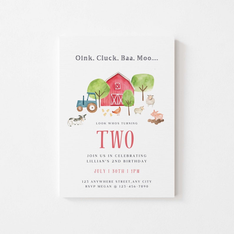 Editable Farm Birthday Invitation Canva Templates - Fun Party Theme ...