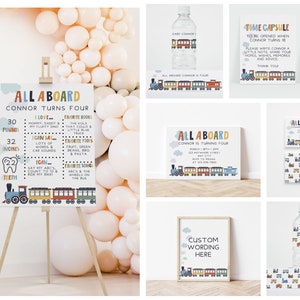 All Aboard Train Birthday Bundle Set - Editable Train Birthday ...