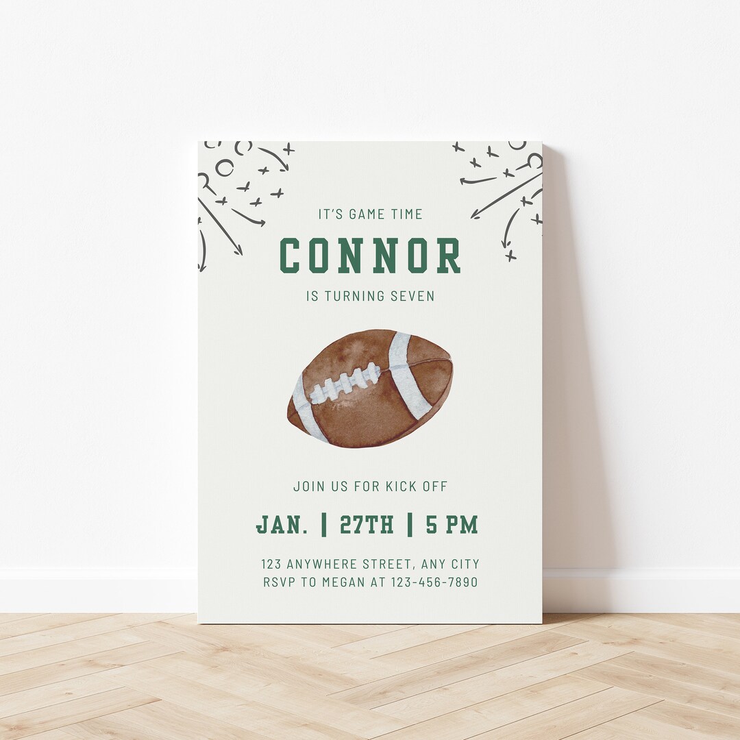 Printable Football Birthday Invitation, Boys Birthday, Game On ...