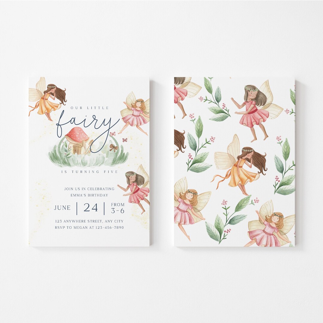Fairy First Birthday Invitation Printable Fairy Invitation, Whimsical ...