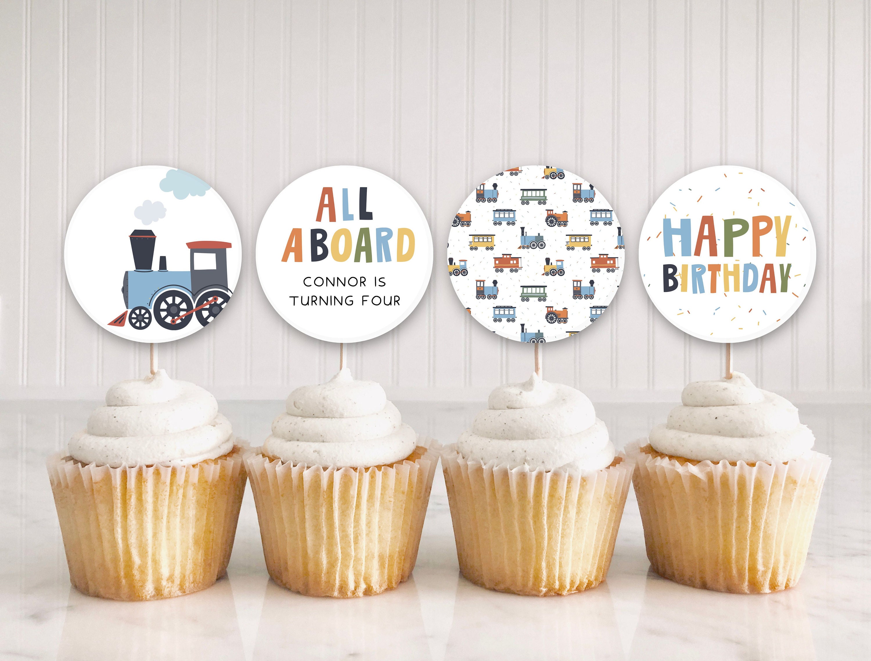 Editable Train Cupcake Topper Modern Train Toppers All - Etsy