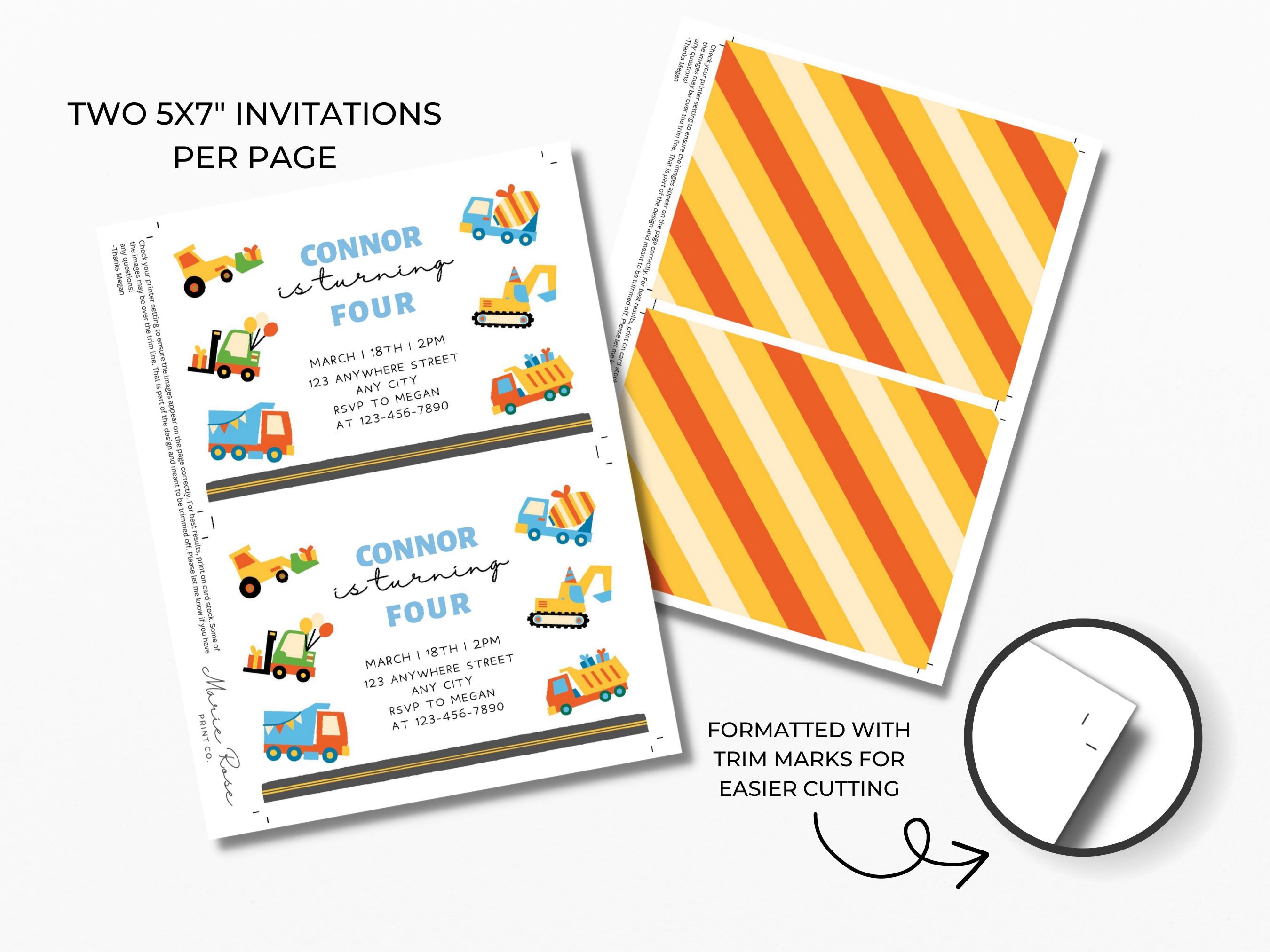Editable Construction Invitation, Dump Truck, Construction Trucks ...
