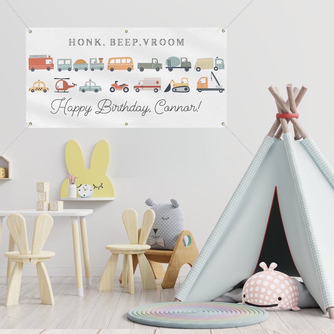 Editable Transportation Birthday Backdrop Banner Template, Party Decor ...