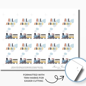 Editable Train Favor Tags - Modern Birthday Party Decor - All Aboard ...