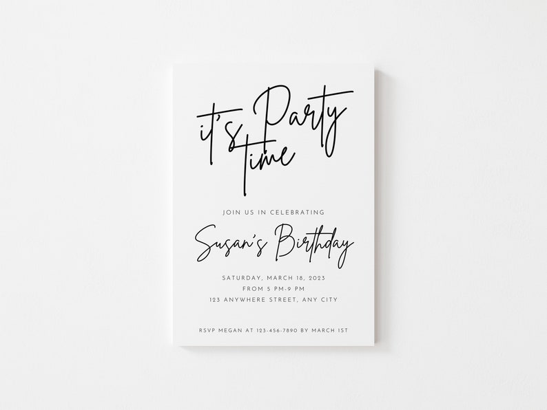 It's Party Time Invitation Online Editable Template, Surprise Birthday ...