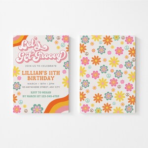 Printable Let's Get Groovy Birthday Invitation, Retro 70s Disco Party ...