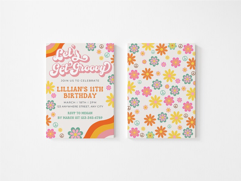 Printable Let's Get Groovy Birthday Invitation Retro 70s - Etsy